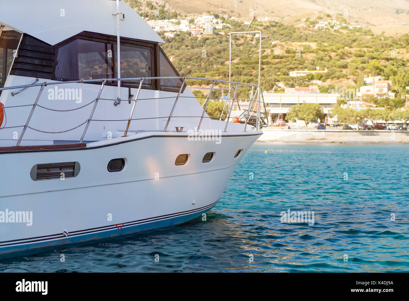 the bug of a yacht anchored off the coast of Crete Stock Photo - Alamy