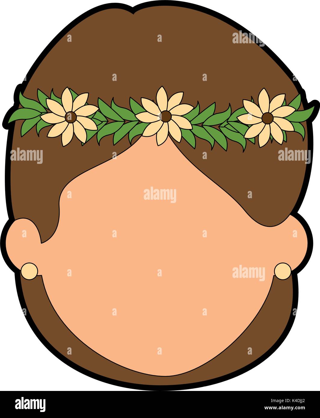 cute wife with flowers avatar character vector illustration design ...