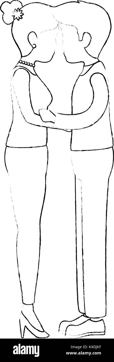 Cute Couple Hugging Drawing