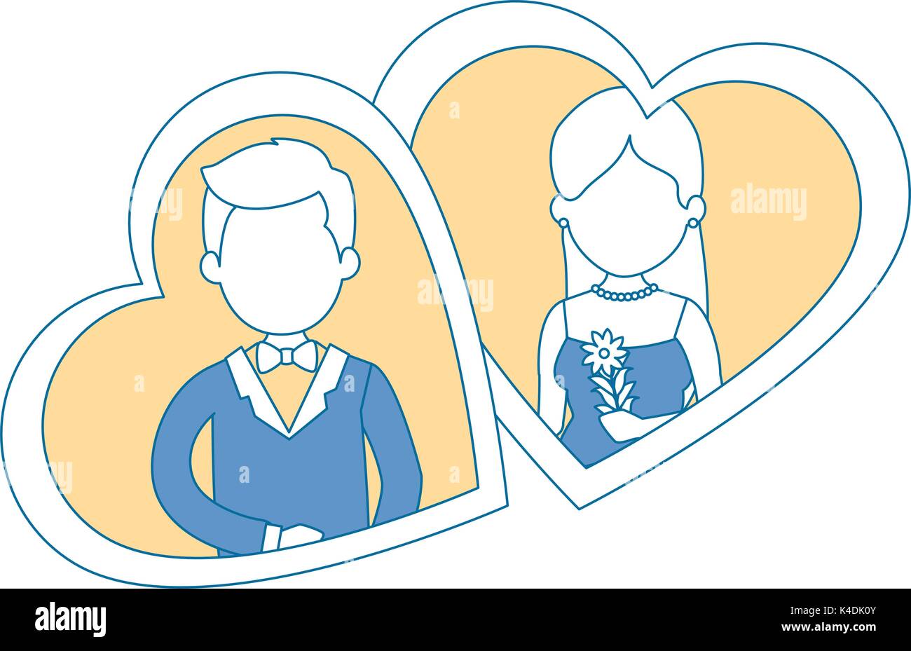 cute couple just married with heart vector illustration design Stock ...