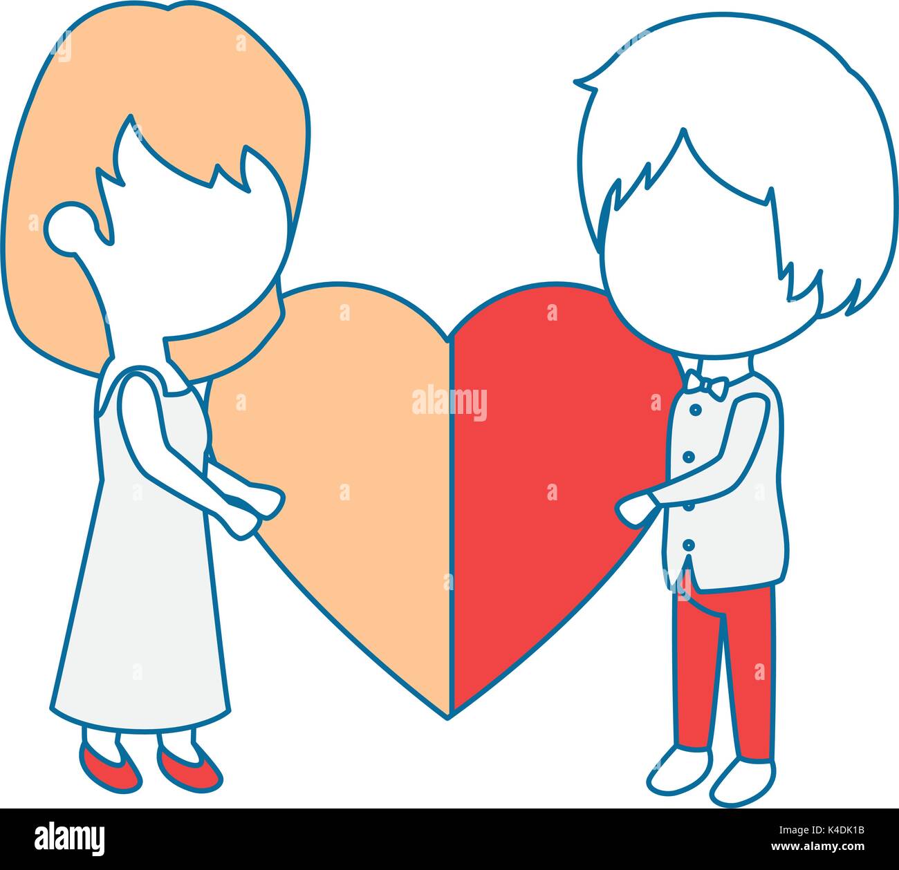 cute couple just married with heart vector illustration design Stock ...