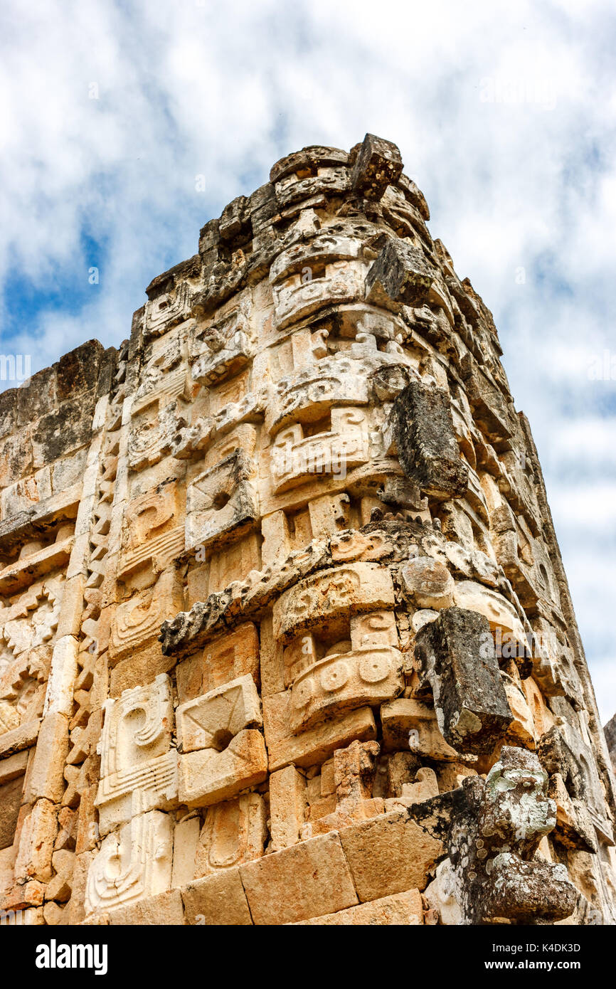 Details of a building at the Uxmal archaeological site, Yucatan, Mexico ...