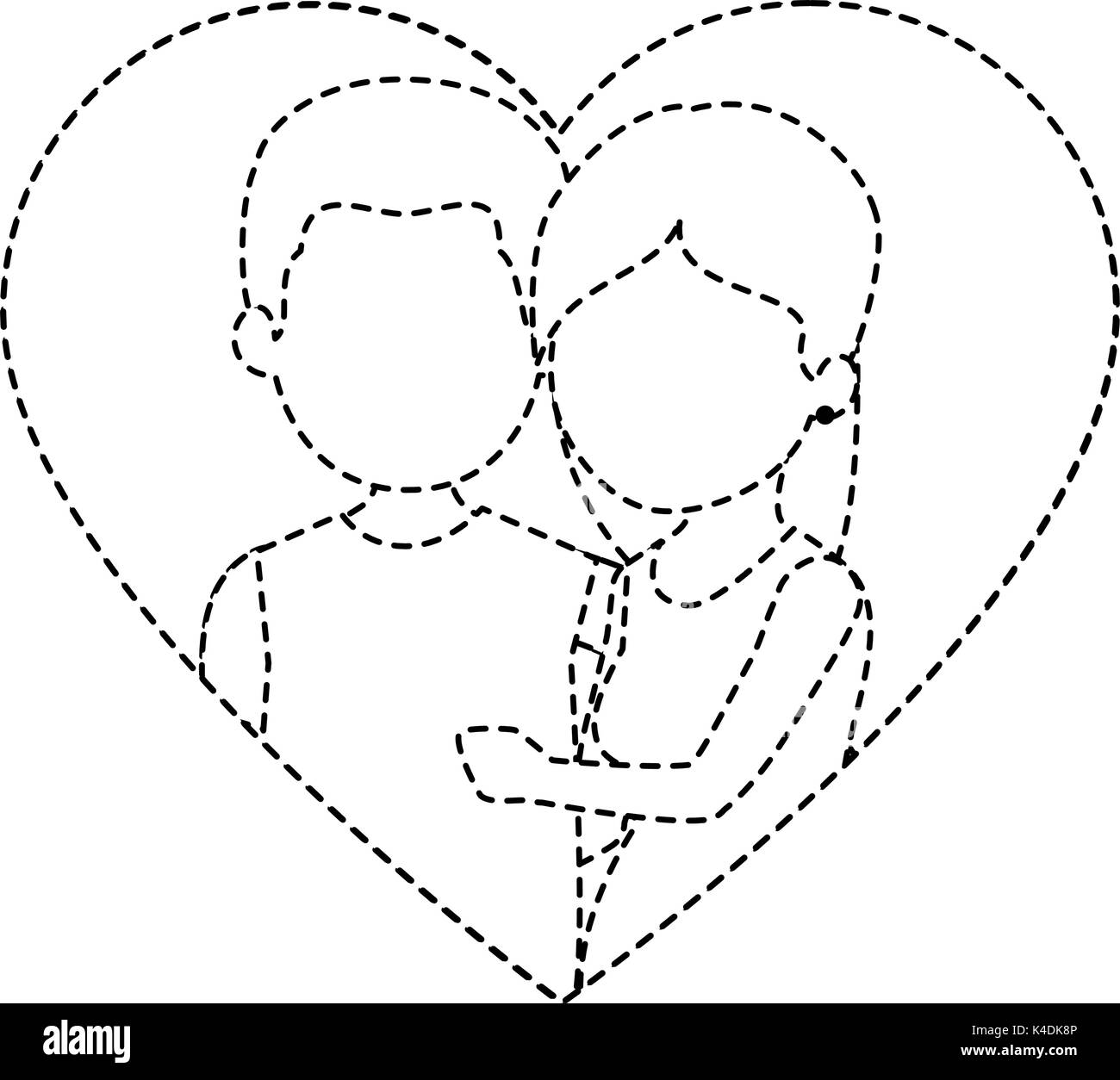 cute couple just married with heart vector illustration design Stock ...