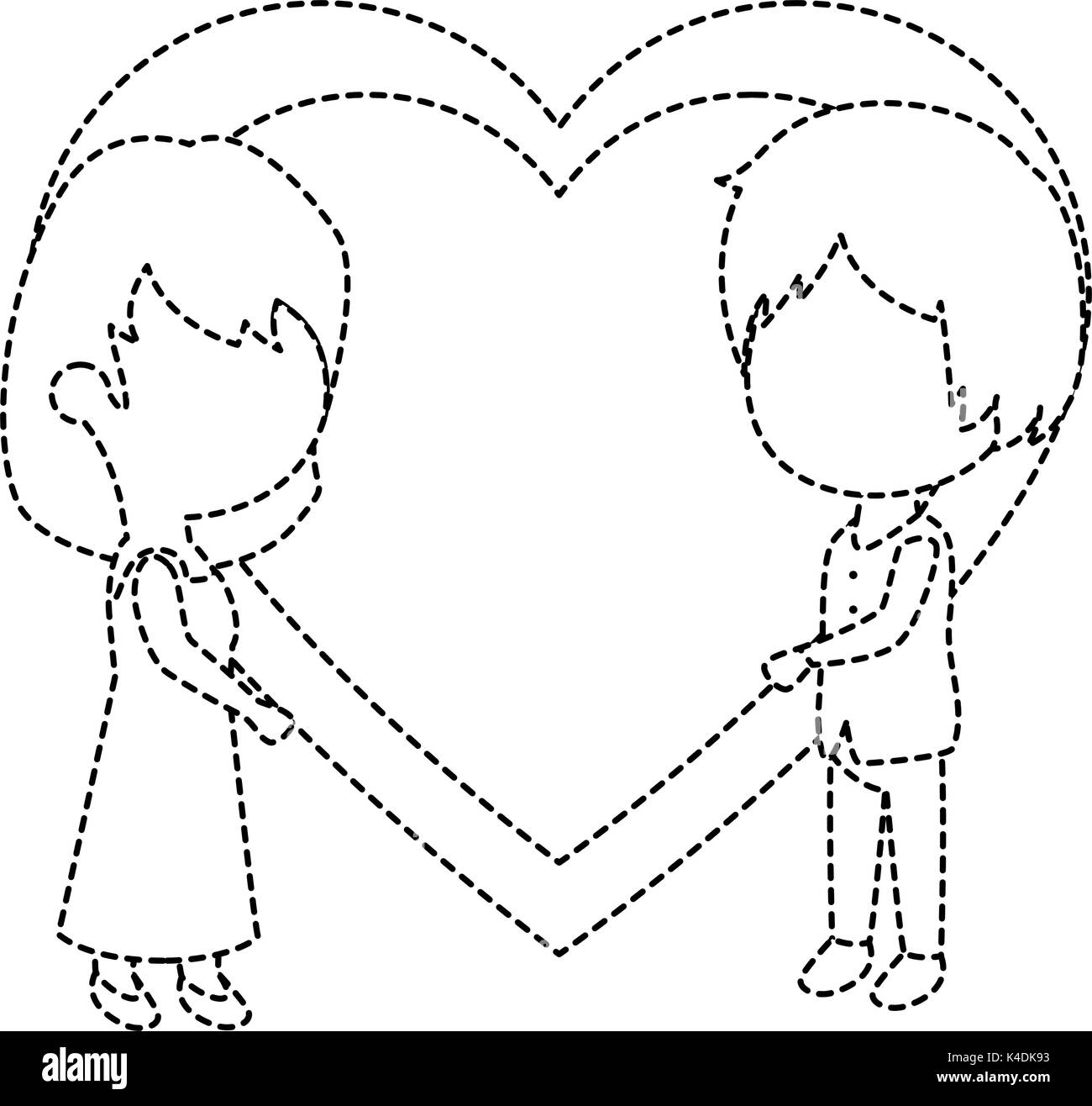 cute couple just married with heart vector illustration design Stock ...