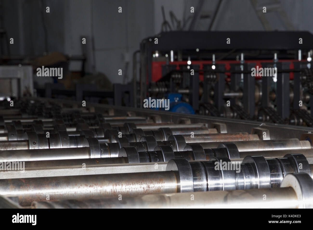 Rolling mill shafts for profiled sheet production, Russia Stock Photo ...