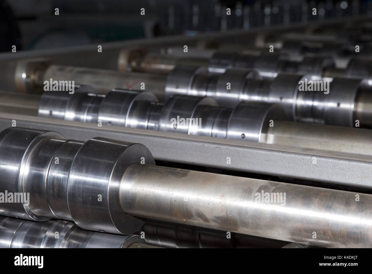 Rolling mill shafts for profiled sheet production, Russia Stock Photo ...