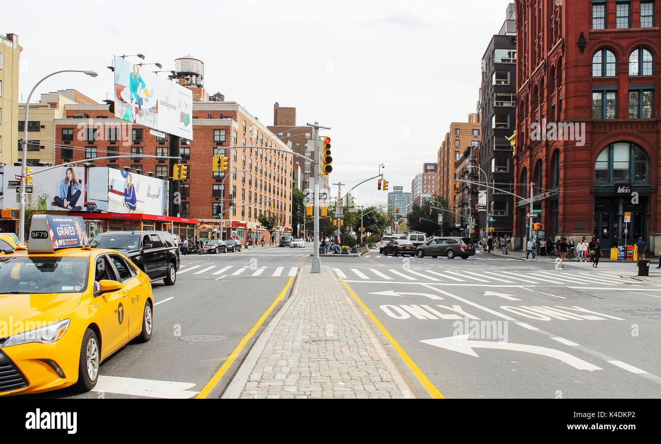 New York, USA - September 2016: Houston Street is a major east-west ...