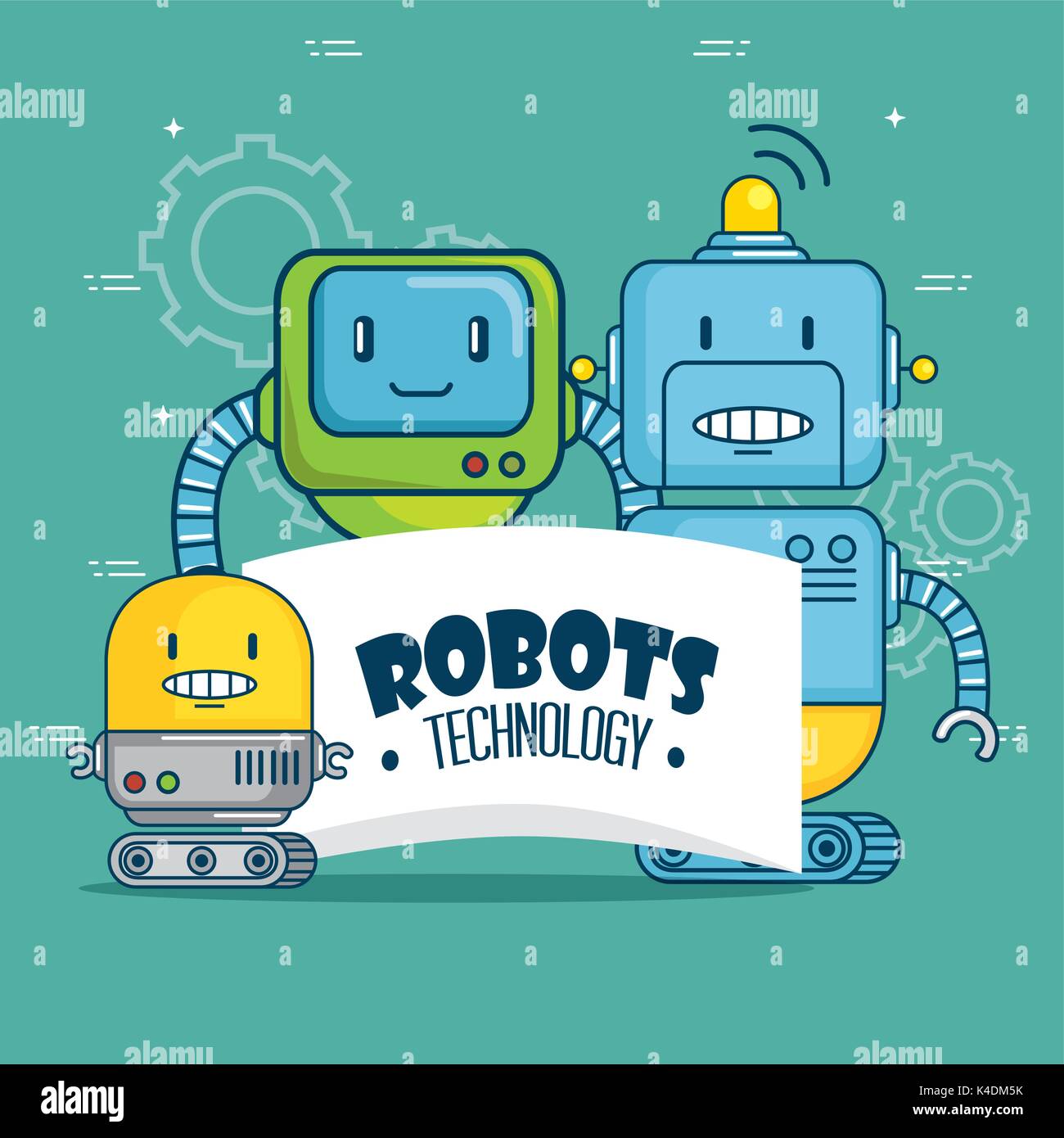cute cartoon robots technology Stock Vector Image & Art - Alamy