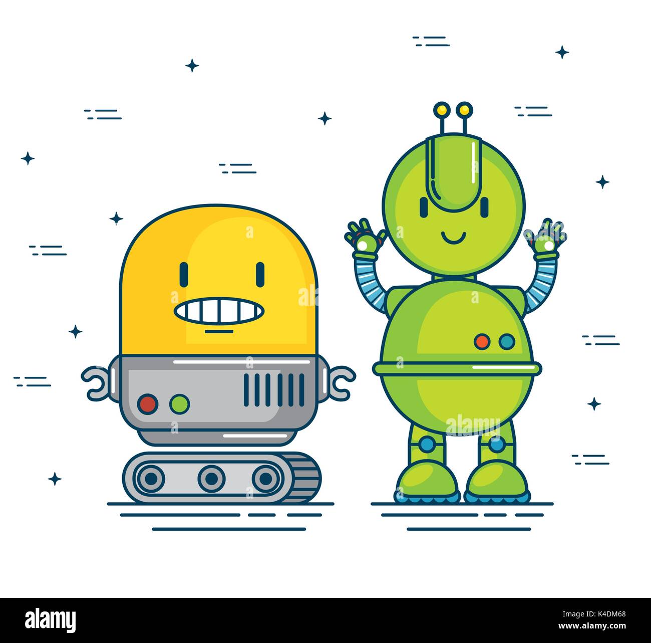 cute cartoon robots technology Stock Vector Image & Art - Alamy