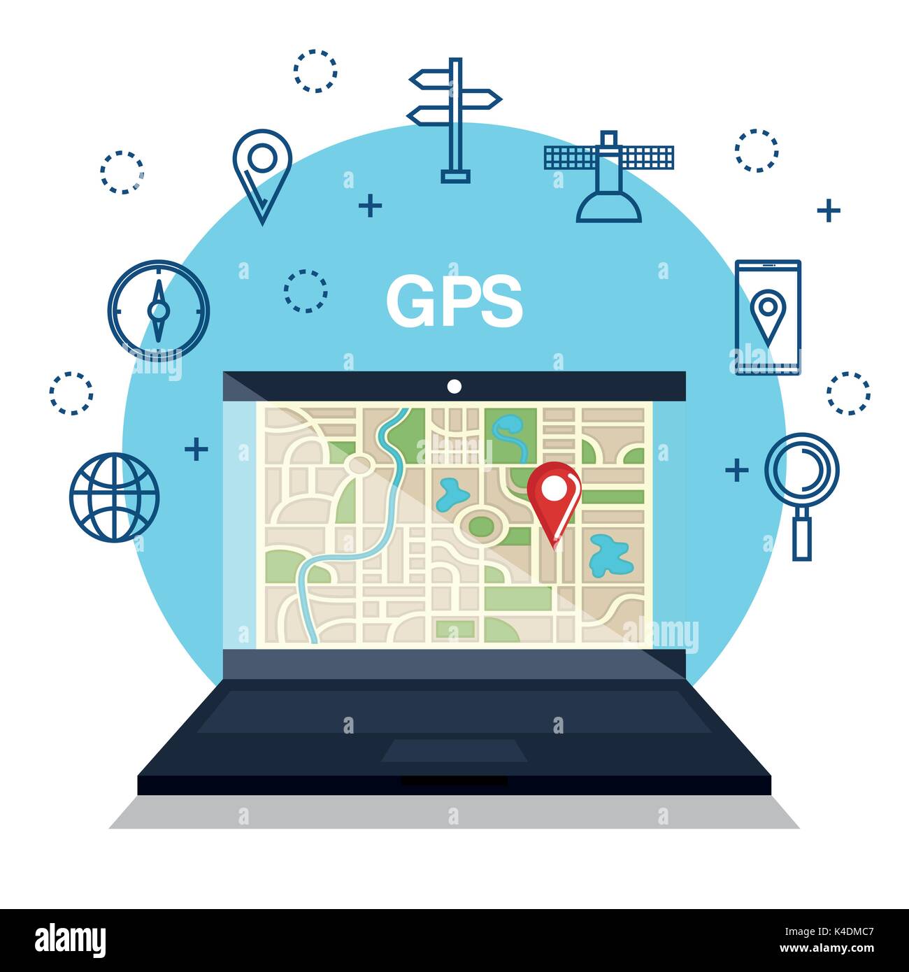 laptop with gps application Stock Vector Image & Art - Alamy