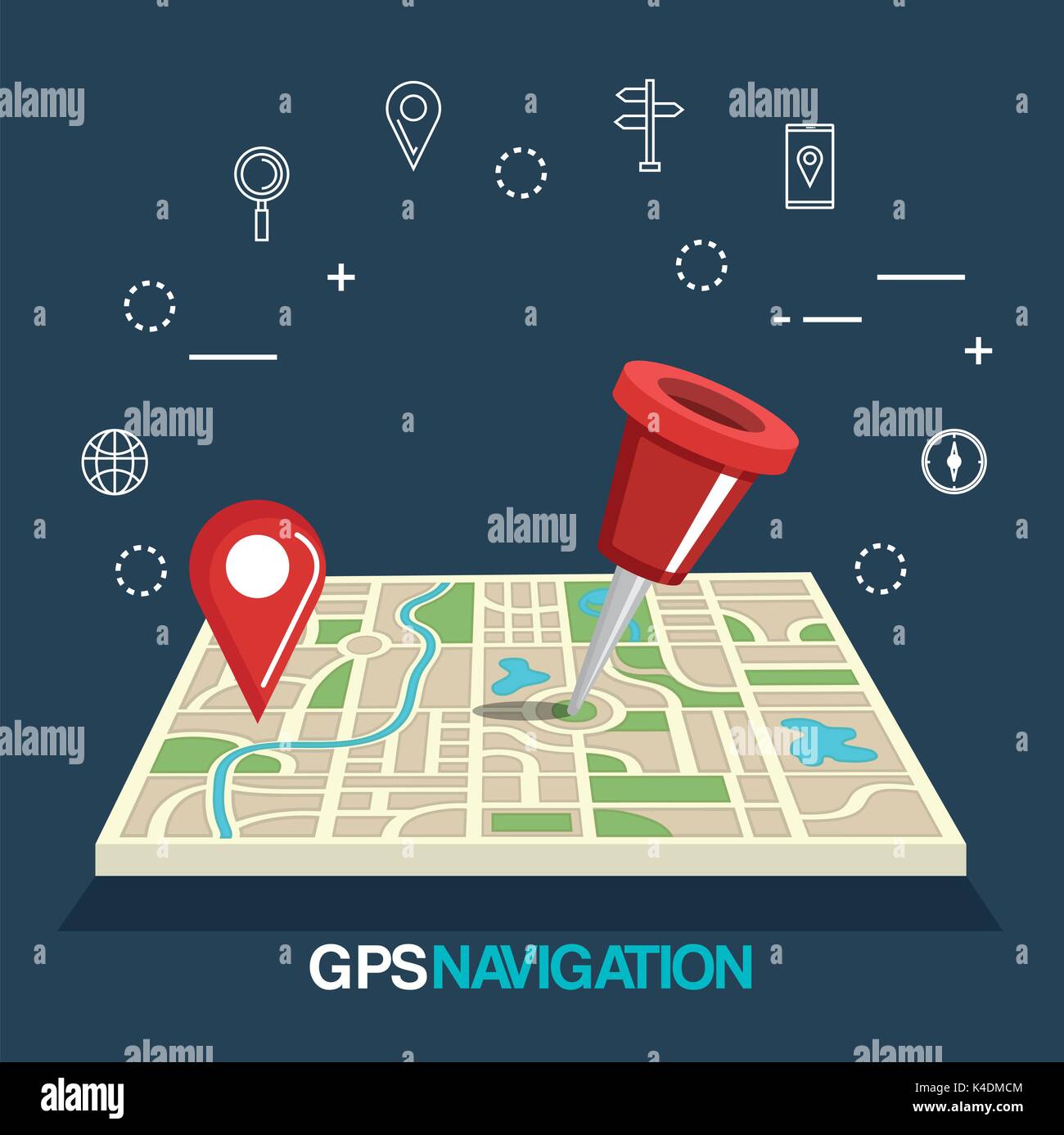 map with gps navigation icons Stock Vector Image & Art - Alamy