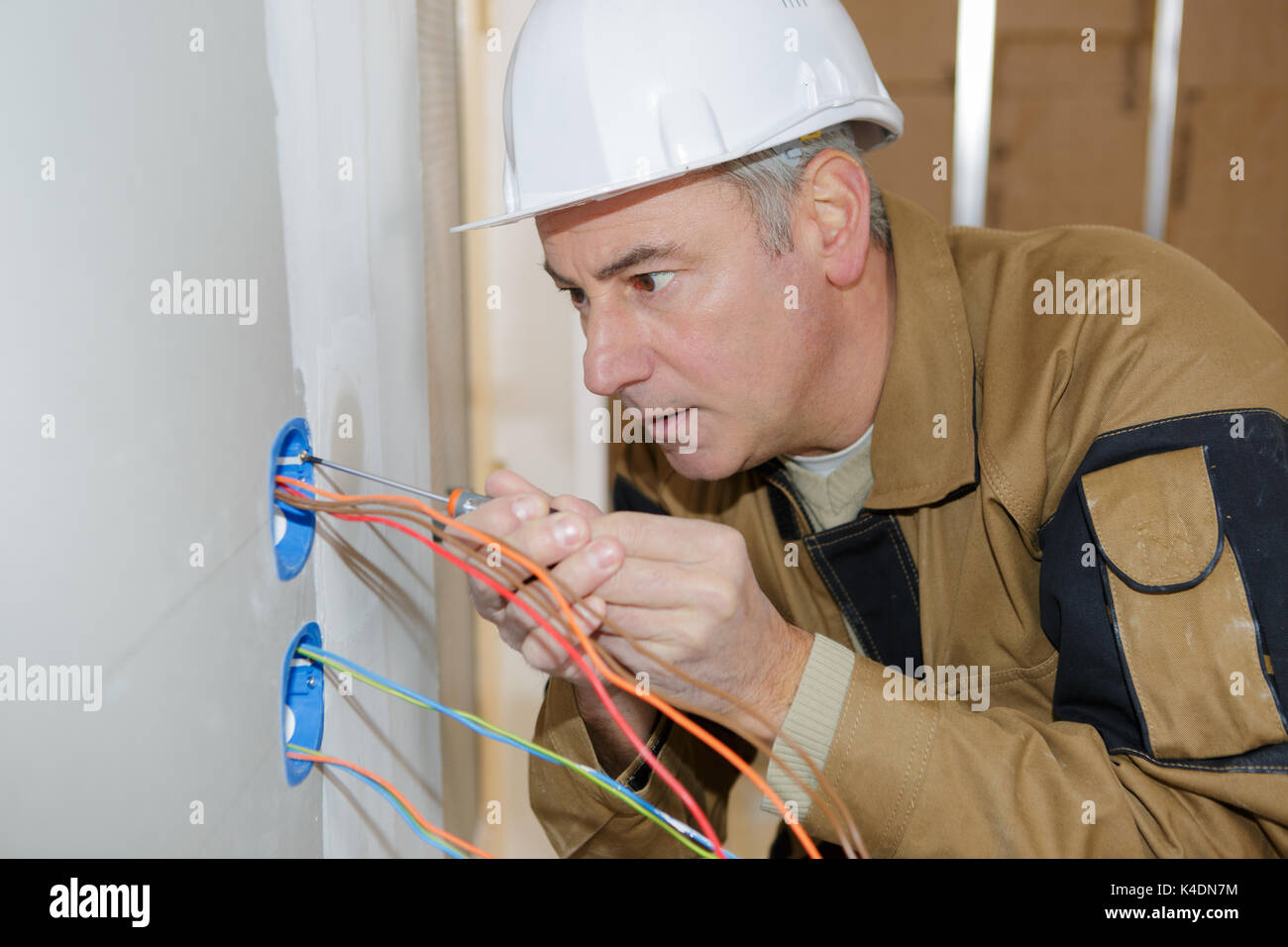 installing electrical lines Stock Photo - Alamy