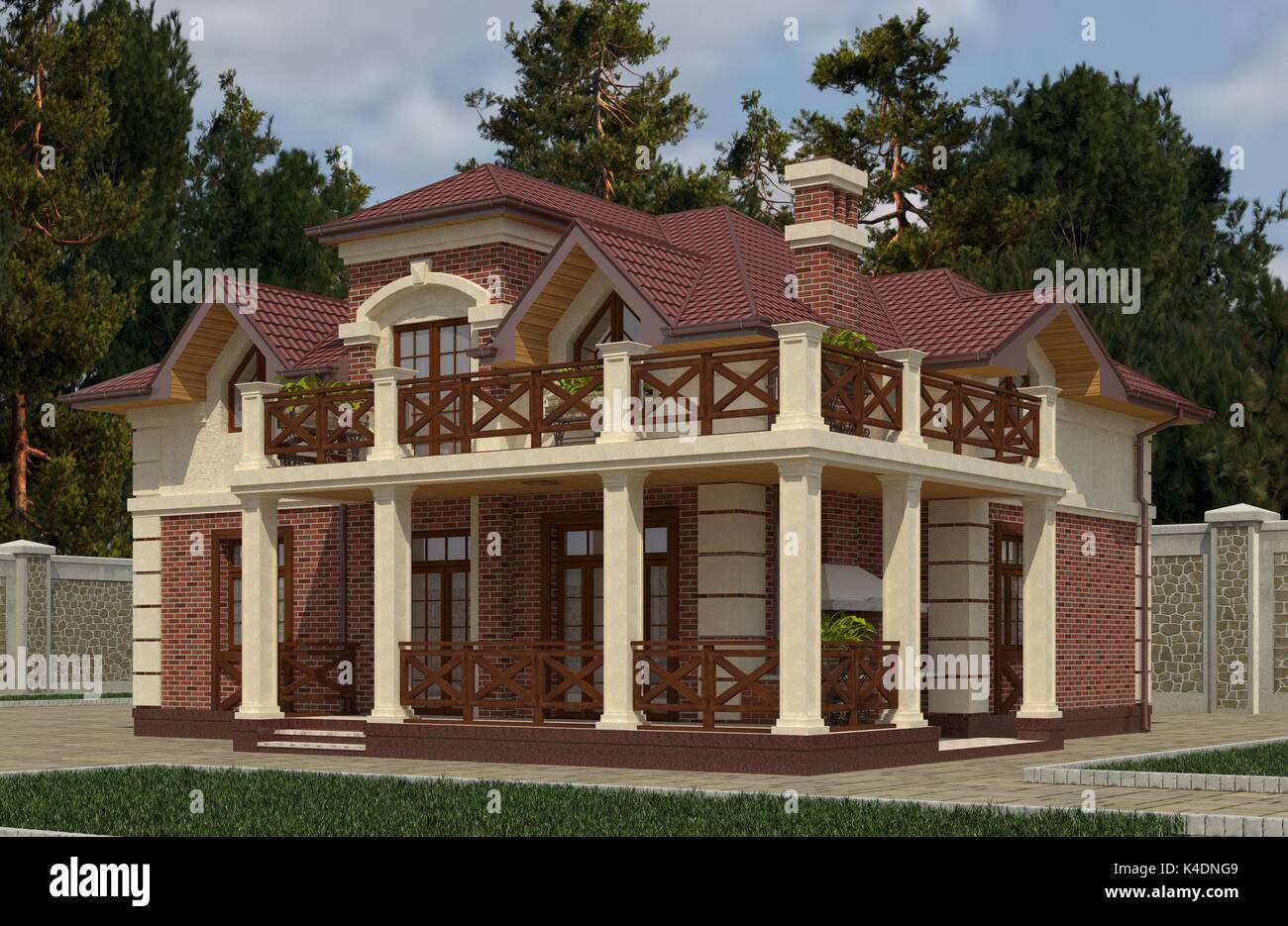Photo realistic render of the building 3d illustration Stock Photo - Alamy