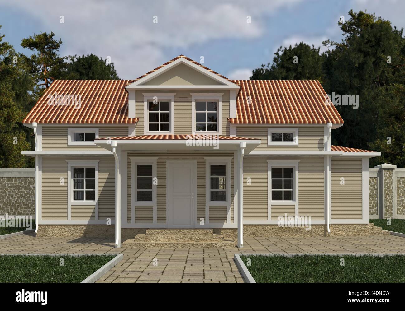 Photo realistic render of the building 3d illustration Stock Photo - Alamy