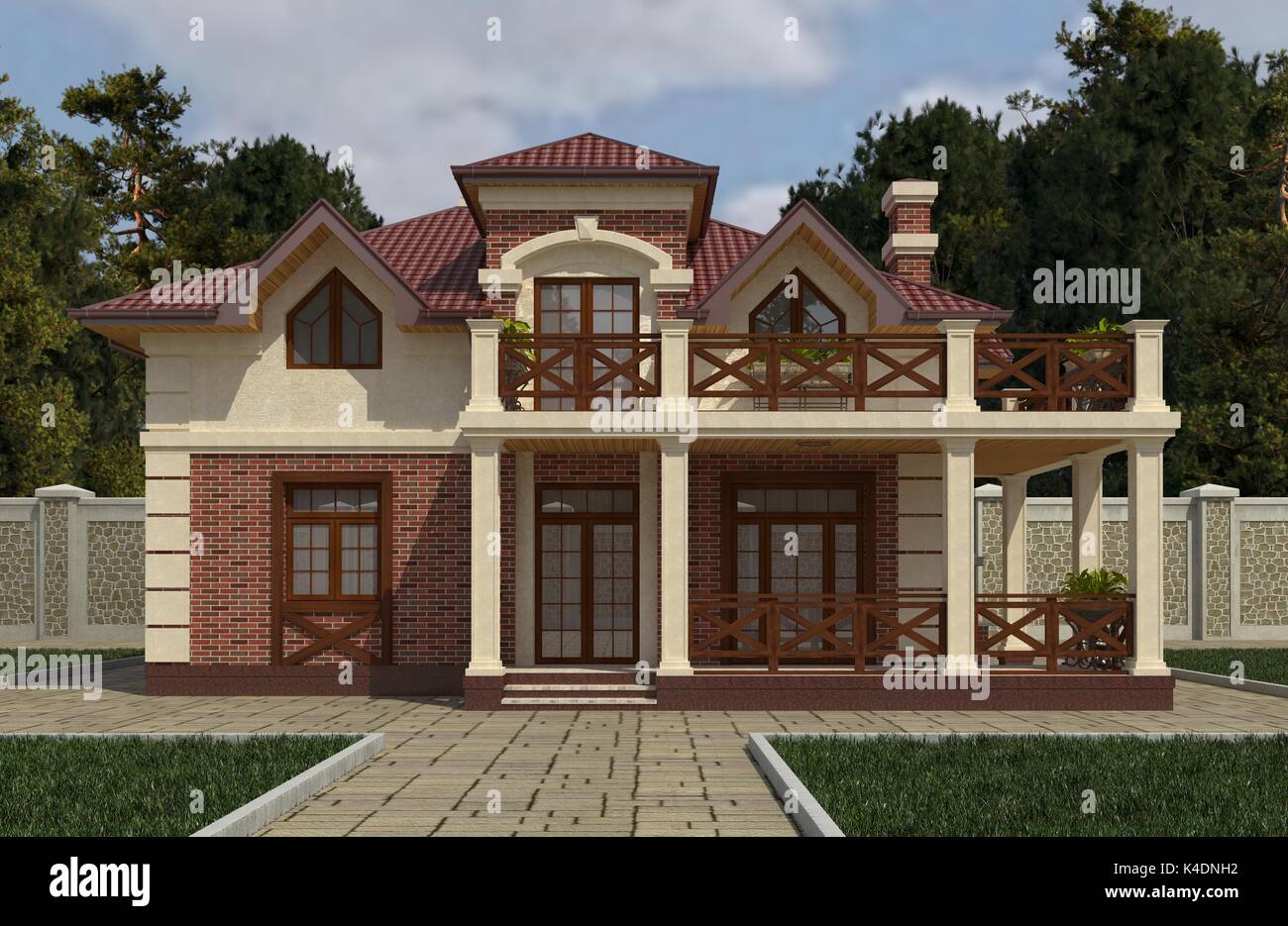 Photo realistic render of the building 3d illustration Stock Photo - Alamy