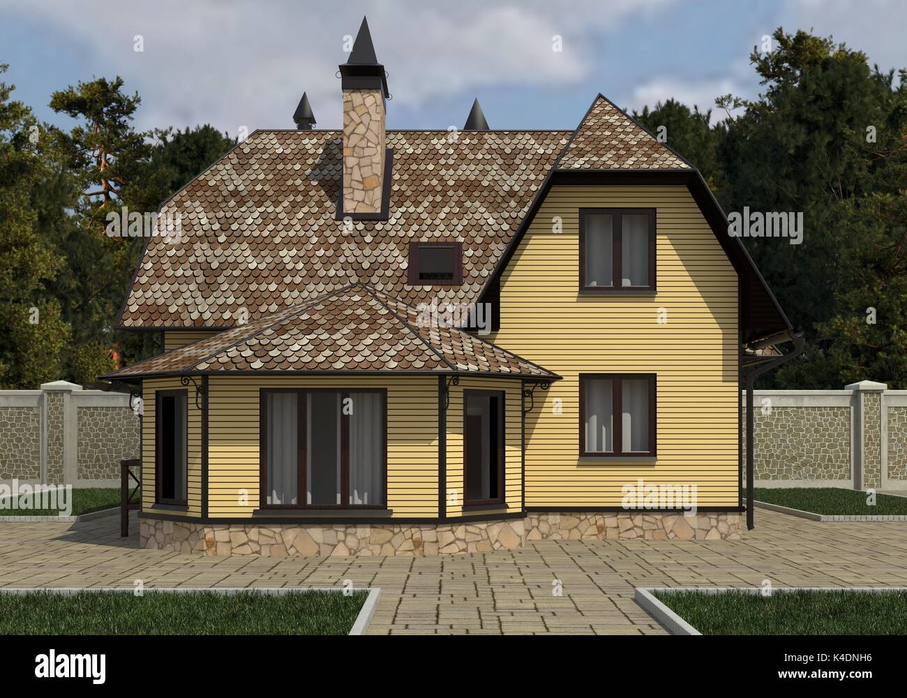 Photo realistic render of the building 3d illustration Stock Photo - Alamy