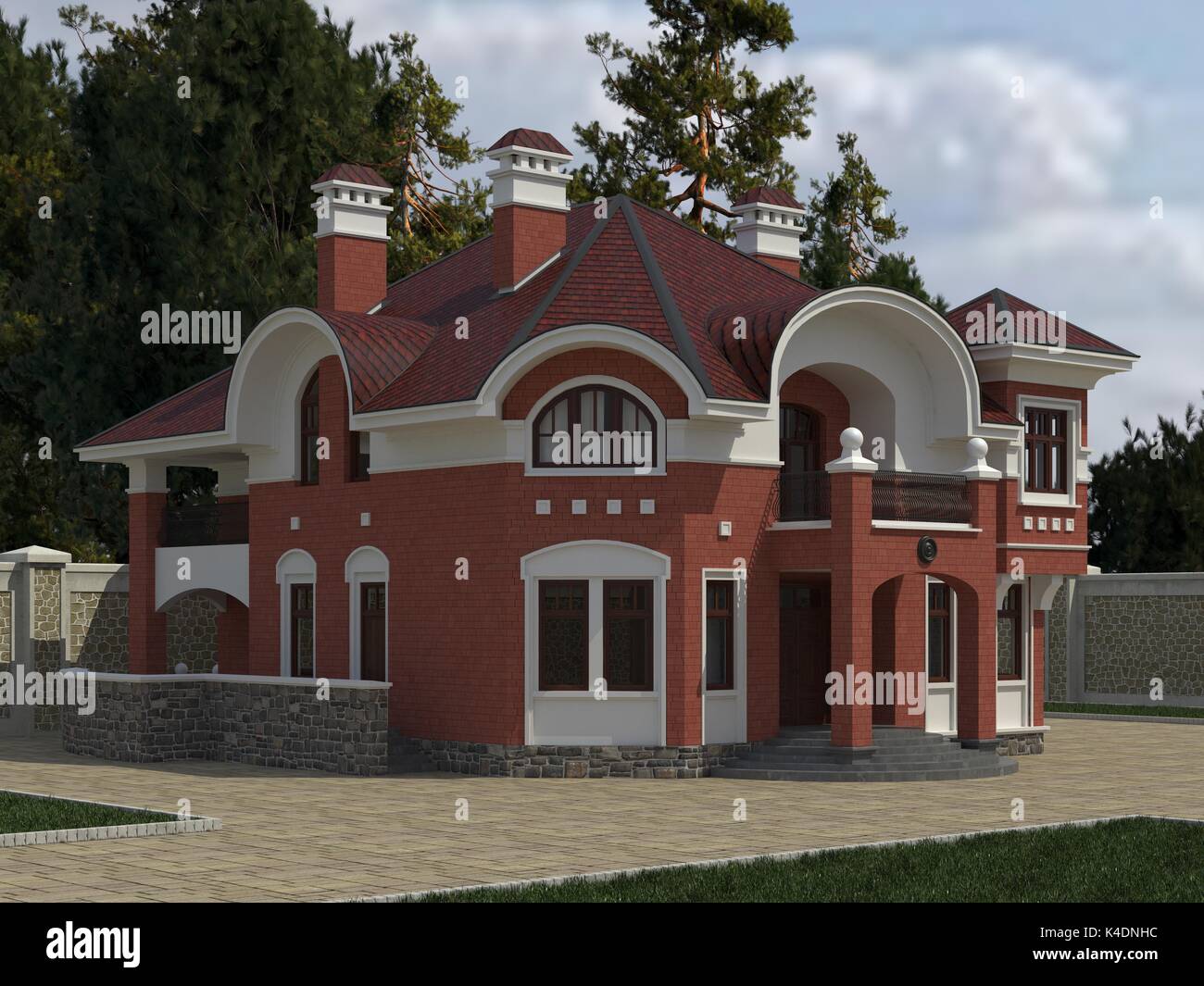 Photo realistic render of the building 3d illustration Stock Photo - Alamy