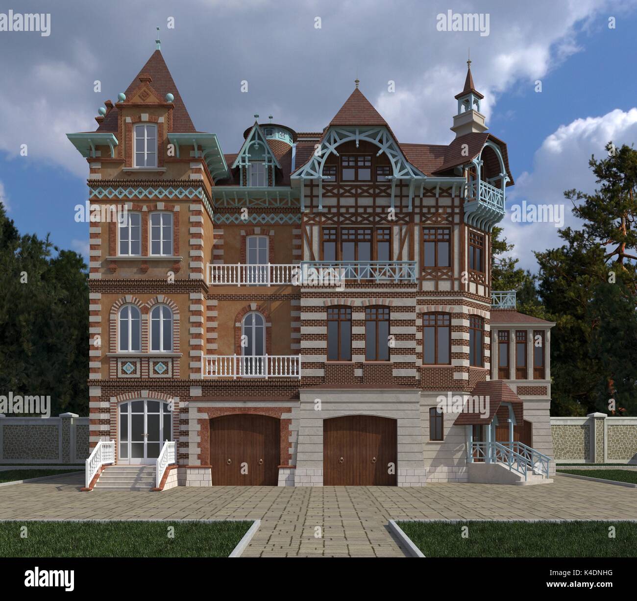 Photo realistic render of the building 3d illustration Stock Photo - Alamy
