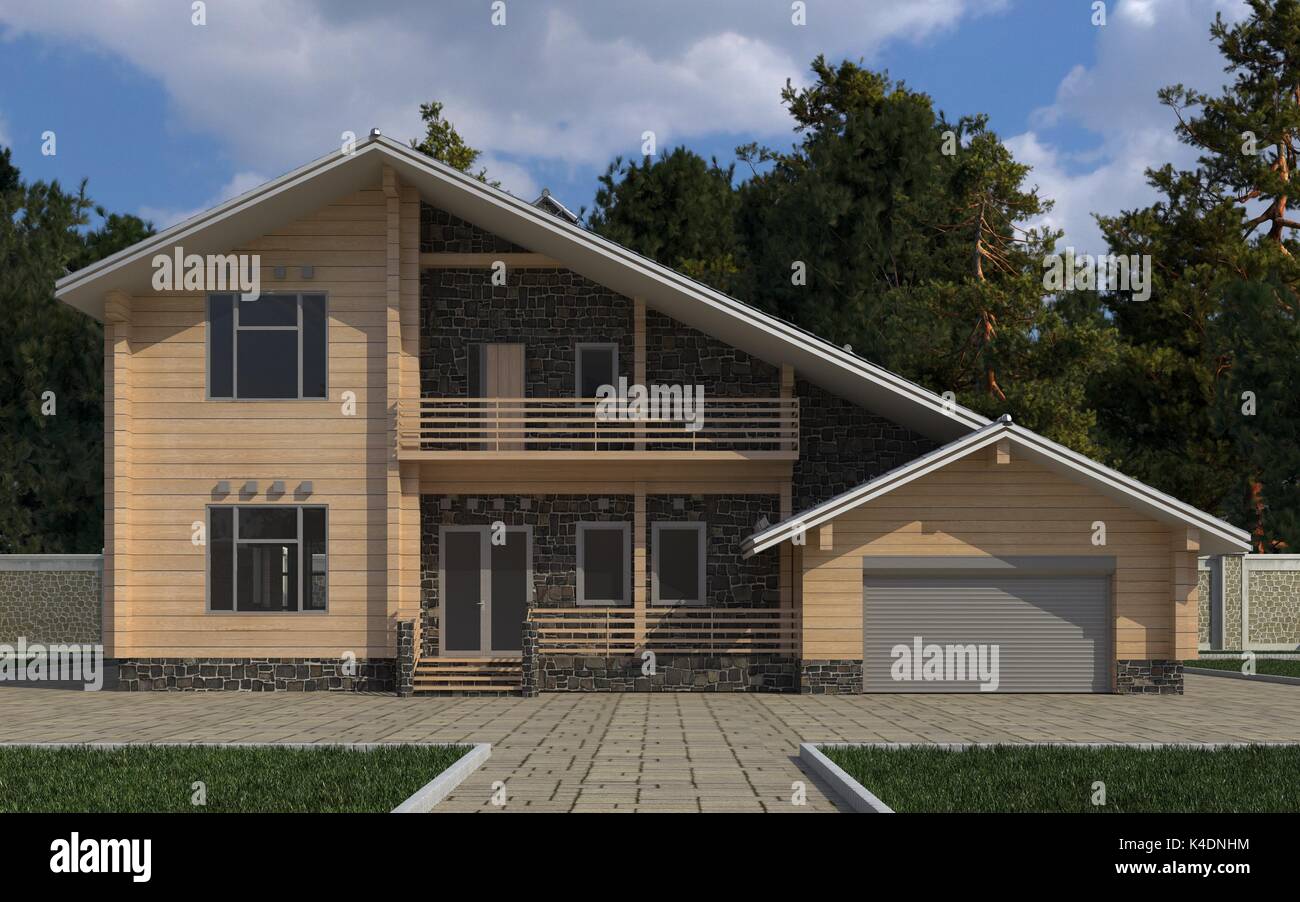 Photo realistic render of the building 3d illustration Stock Photo - Alamy