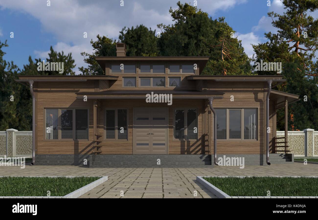 Photo realistic render of the building 3d illustration Stock Photo - Alamy