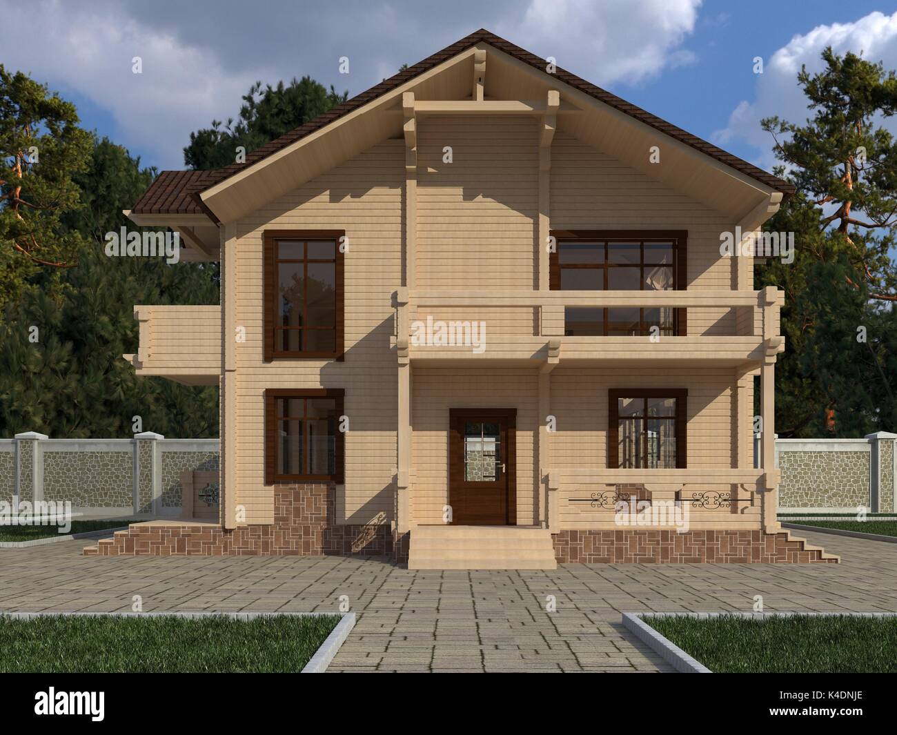 Photo realistic render of the building 3d illustration Stock Photo - Alamy