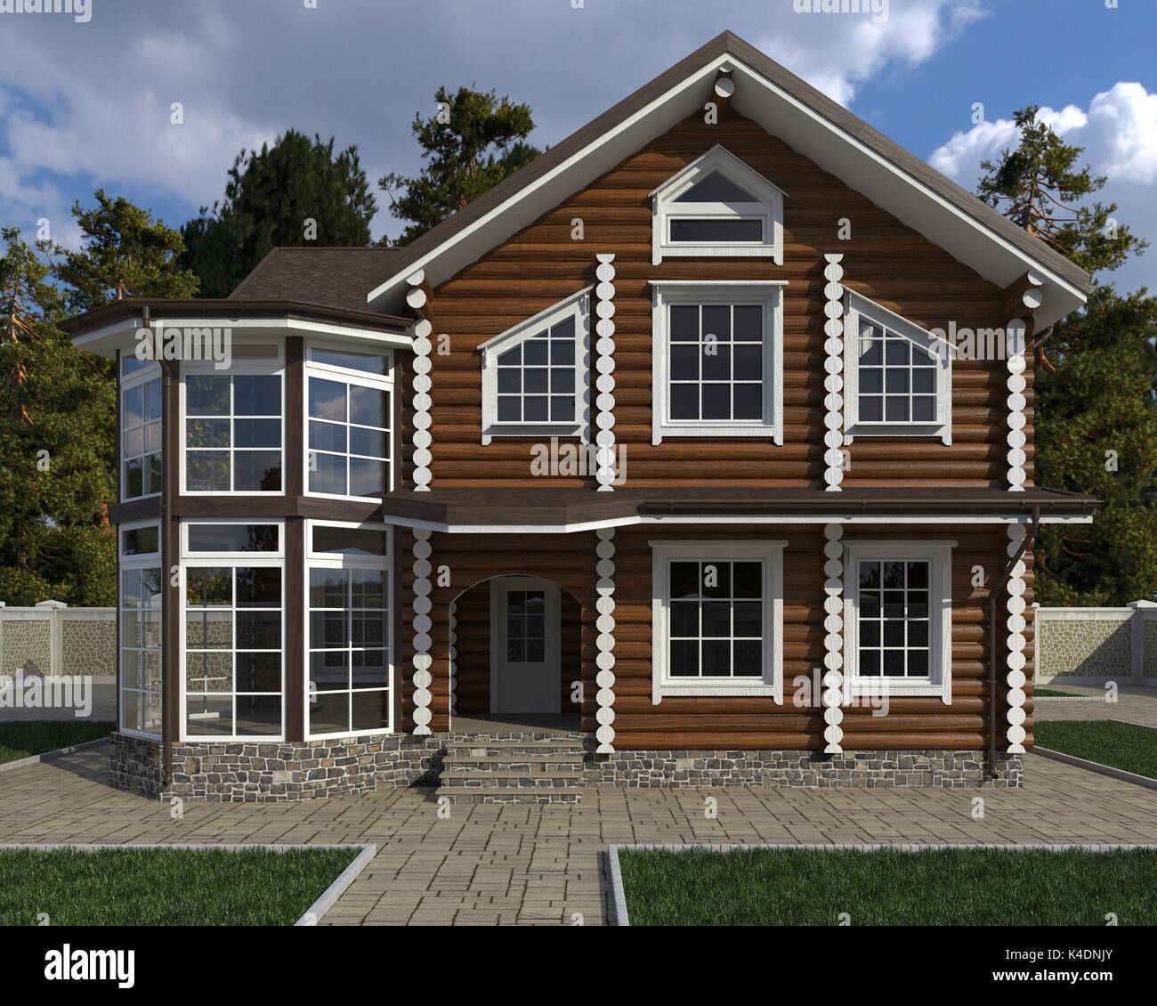 Photo realistic render of the building 3d illustration Stock Photo - Alamy