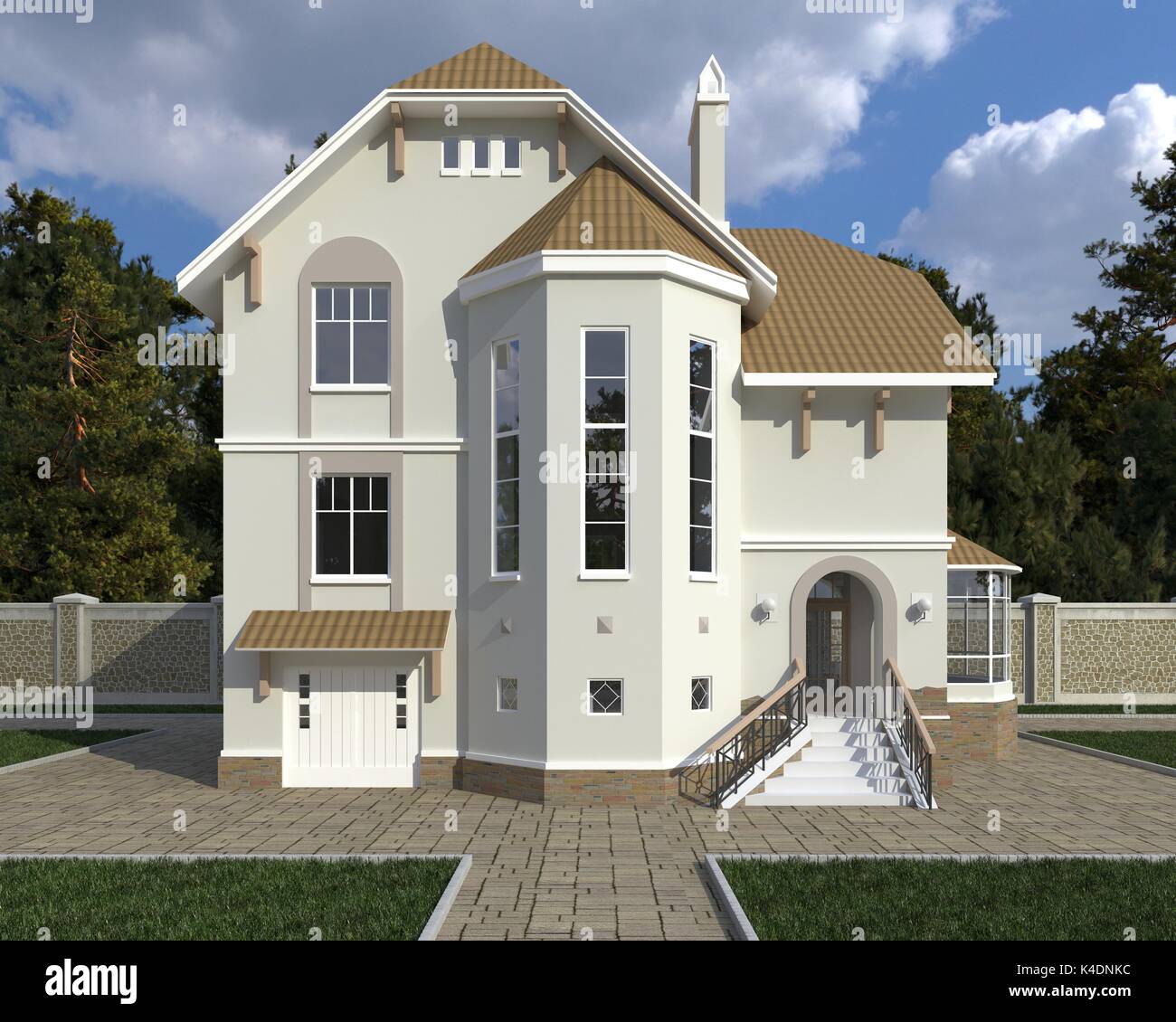 Photo realistic render of the building 3d illustration Stock Photo - Alamy