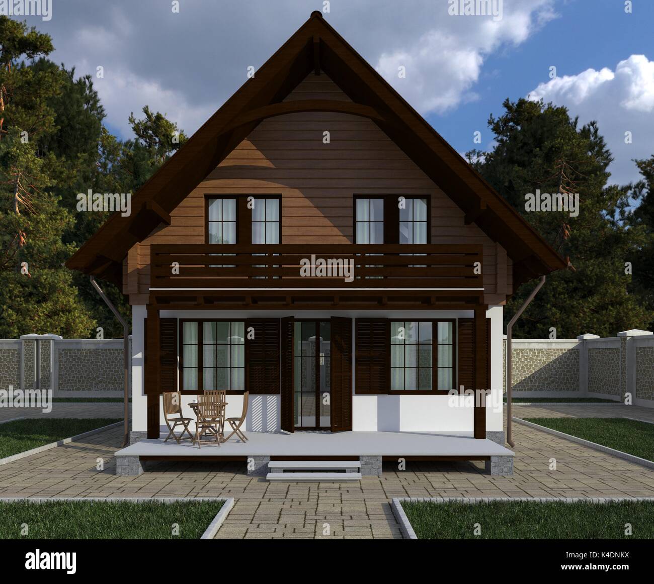Photo realistic render of the building 3d illustration Stock Photo - Alamy