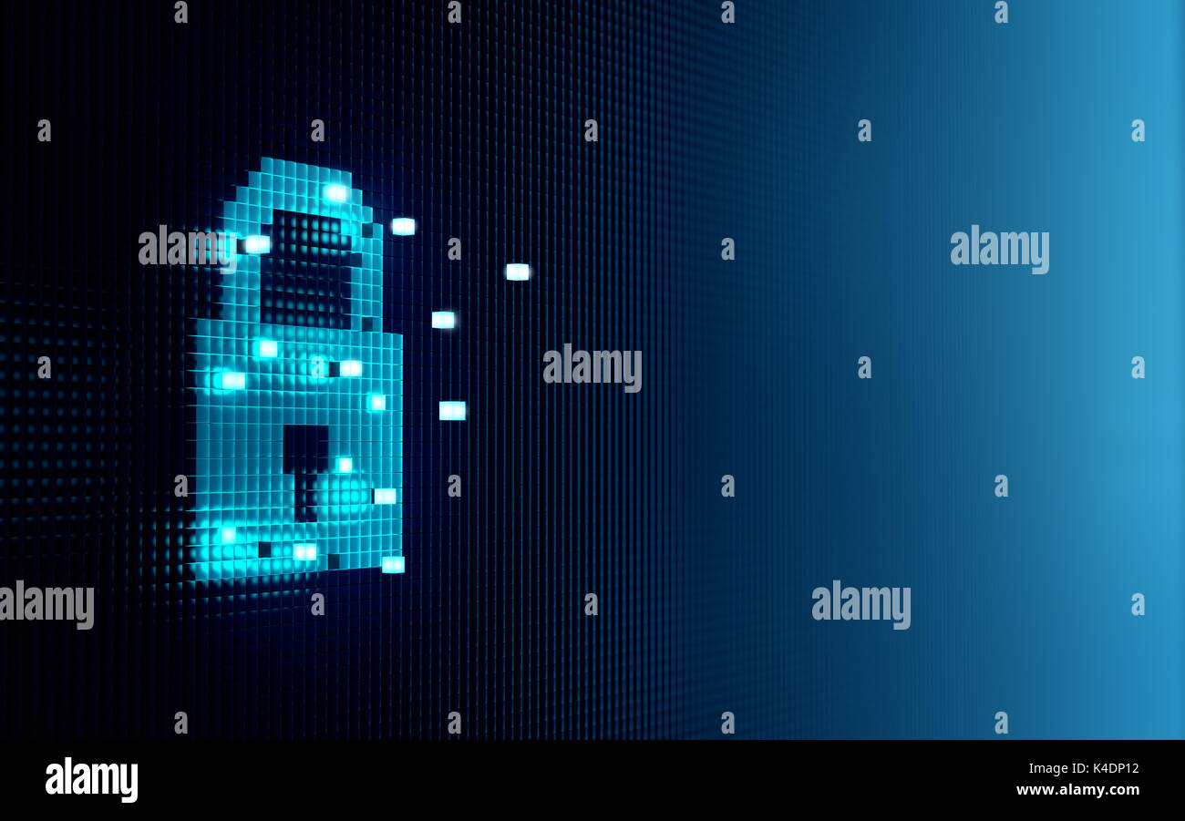 Cube forming digital lock icon, security concept Stock Photo - Alamy