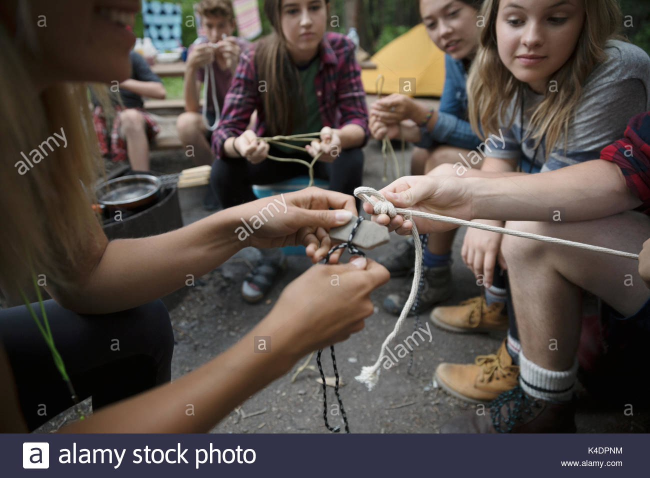 Learning to tie a rope knot hi-res stock photography and images - Alamy