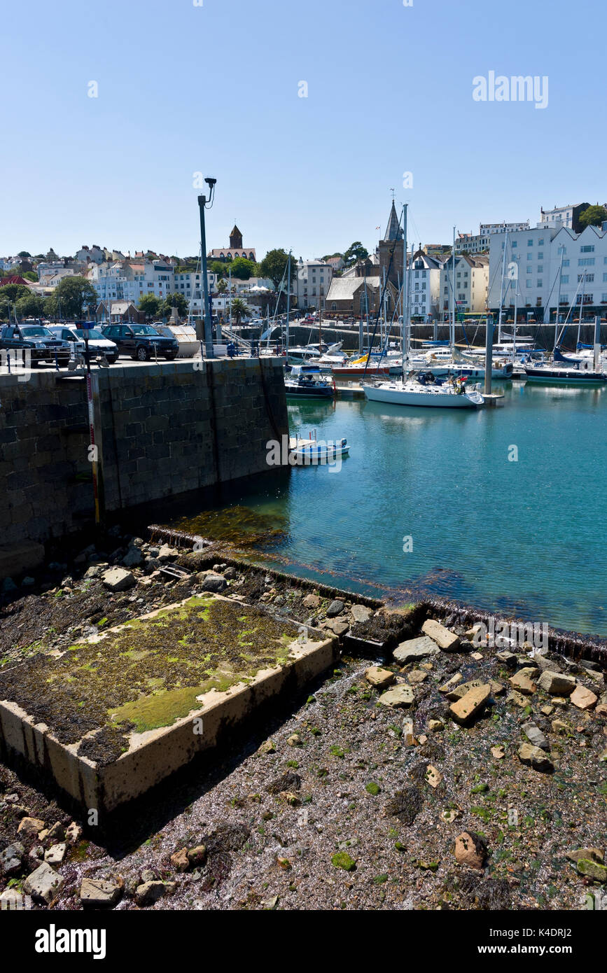The entrance to Victoria Marina in St Peter Port at low water springs ...