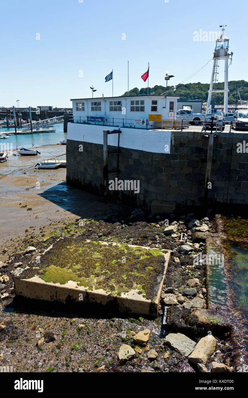 The entrance to Victoria Marina in St Peter Port at low water springs ...