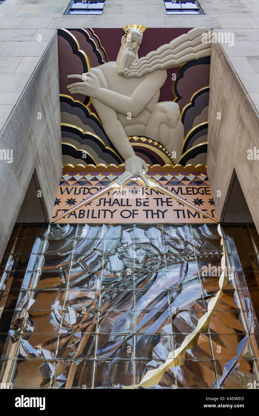 Wisdom Frieze from Lee Lawrie Rockefeller Center New York City Stock ...