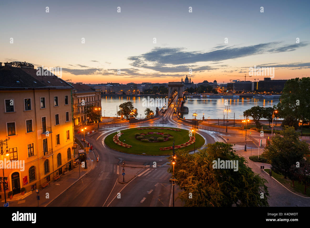 Morning view of city centre of Budapest over the river Danube, Hungary ...