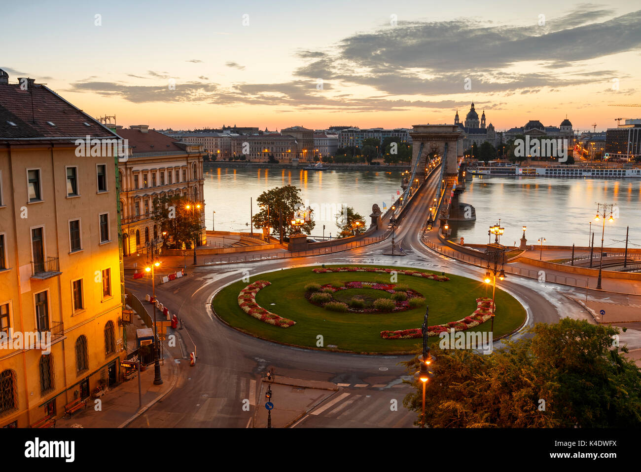 Morning view of city centre of Budapest over the river Danube, Hungary ...