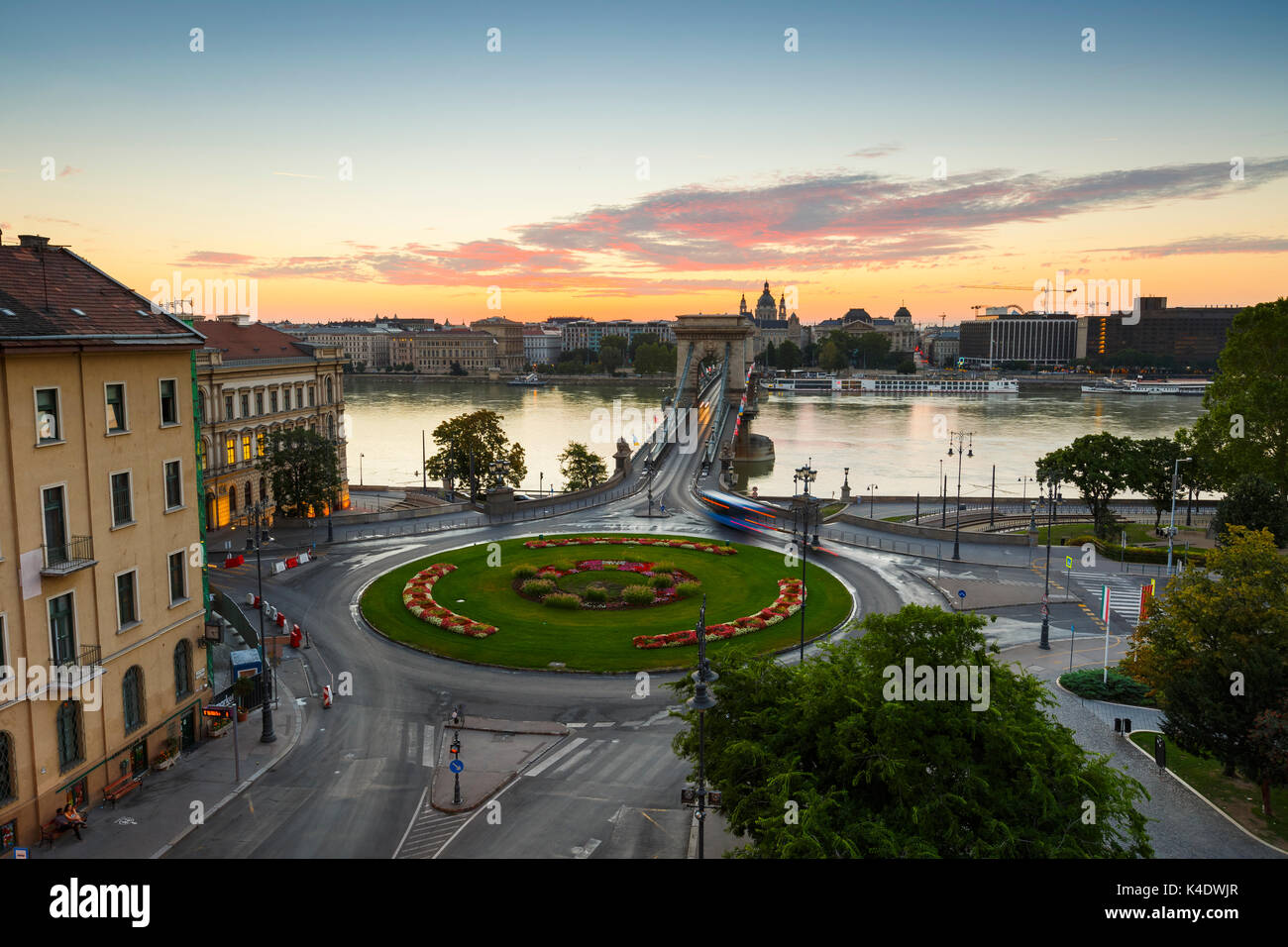 Morning view of city centre of Budapest over the river Danube, Hungary ...