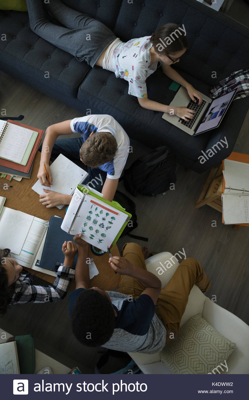 Boy doing homework in armchair hi-res stock photography and images - Alamy
