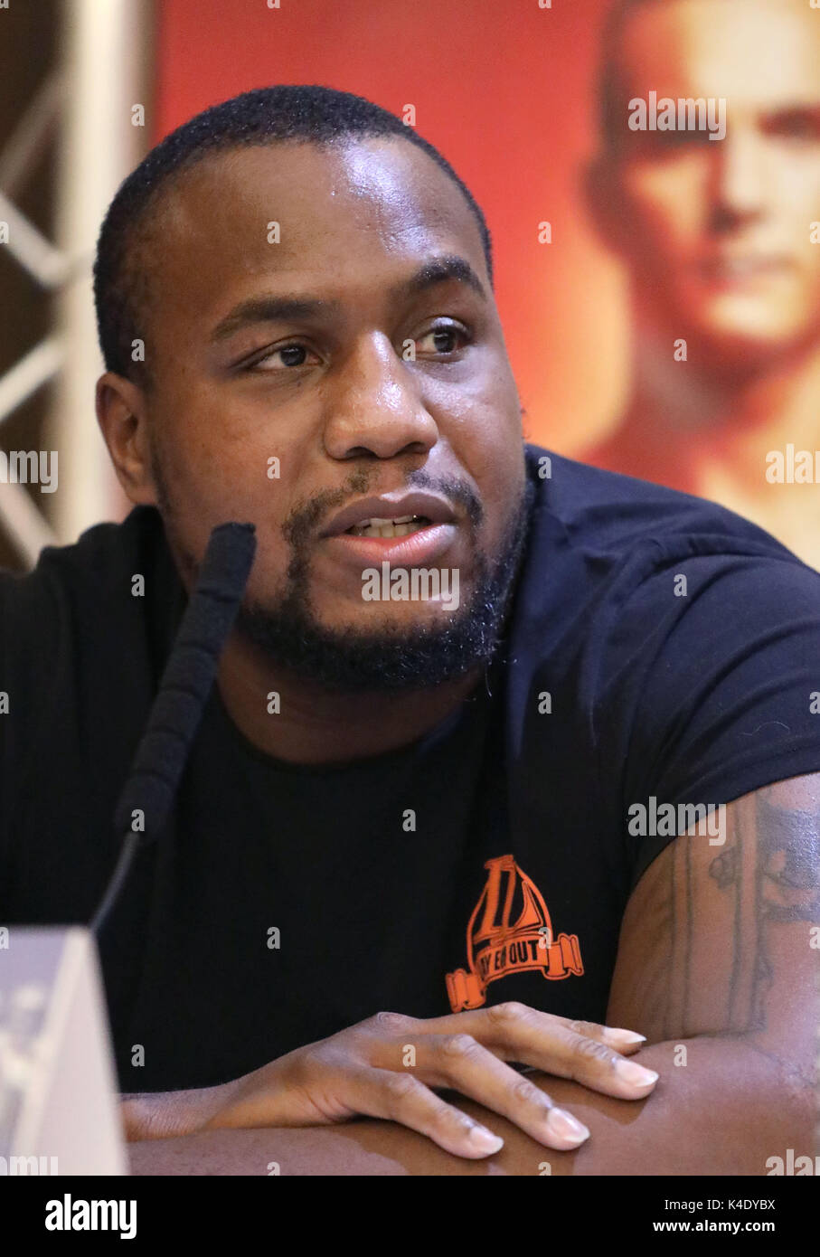 Ian Lewison speaking during the press conference at the Park Plaza ...