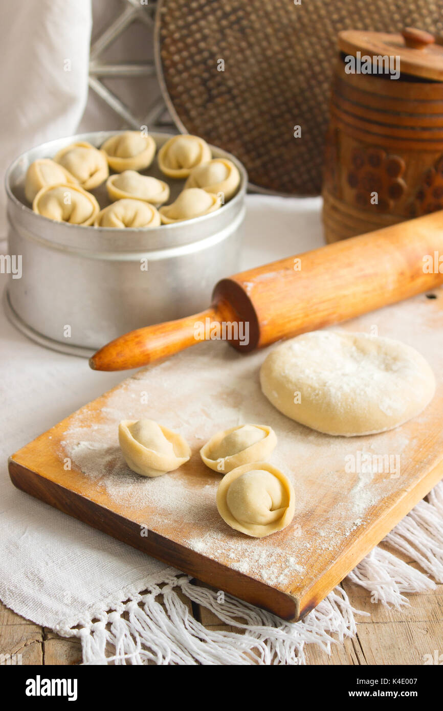 Traditional russian raw pelmeni hi-res stock photography and images - Alamy
