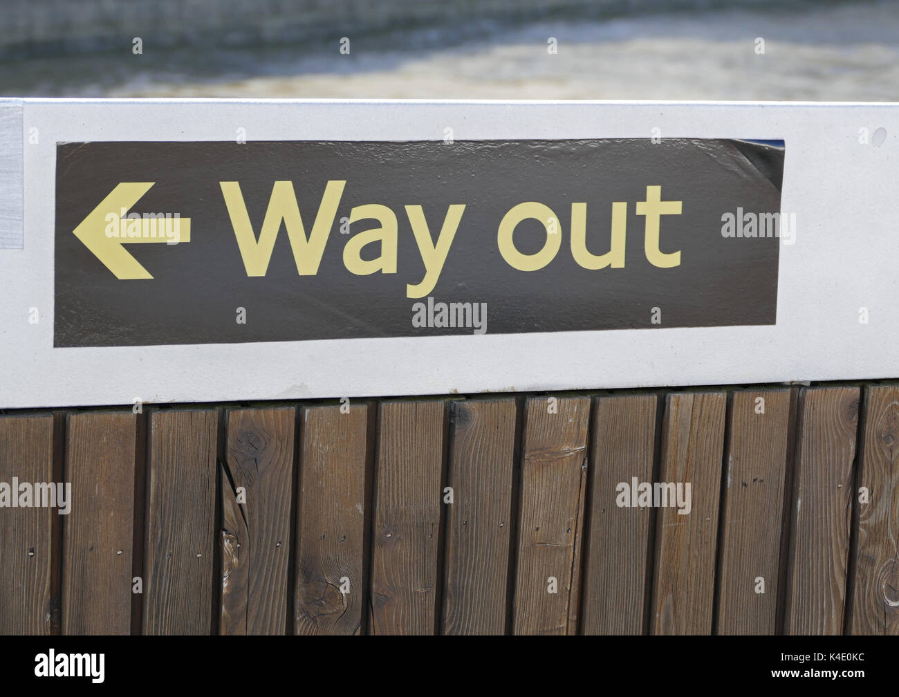 Shield And Symbol Way Out Stock Photo - Alamy