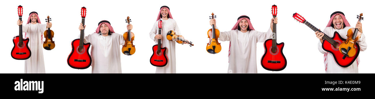 Arab musician with violin and guitar isolated on white Stock Photo - Alamy