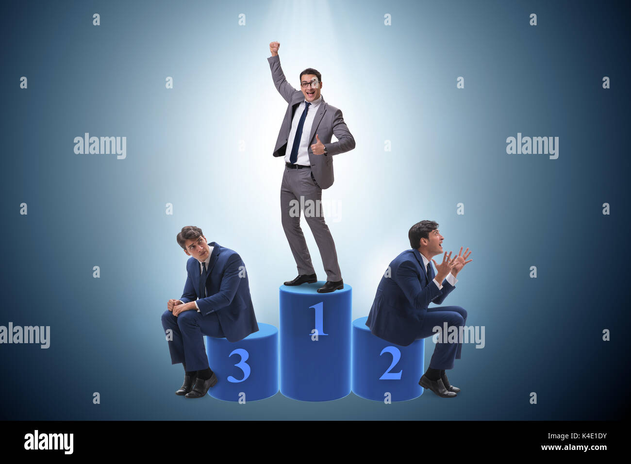 Businessman winning the first place in competition concept Stock Photo ...