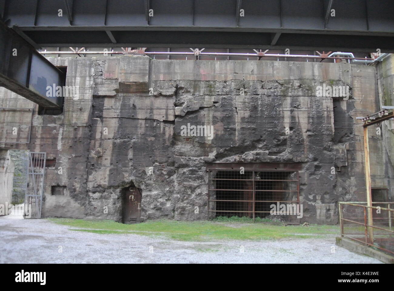 decaying concrete wall near Blast Furnace 2 at Landschaftspark Duisburg ...