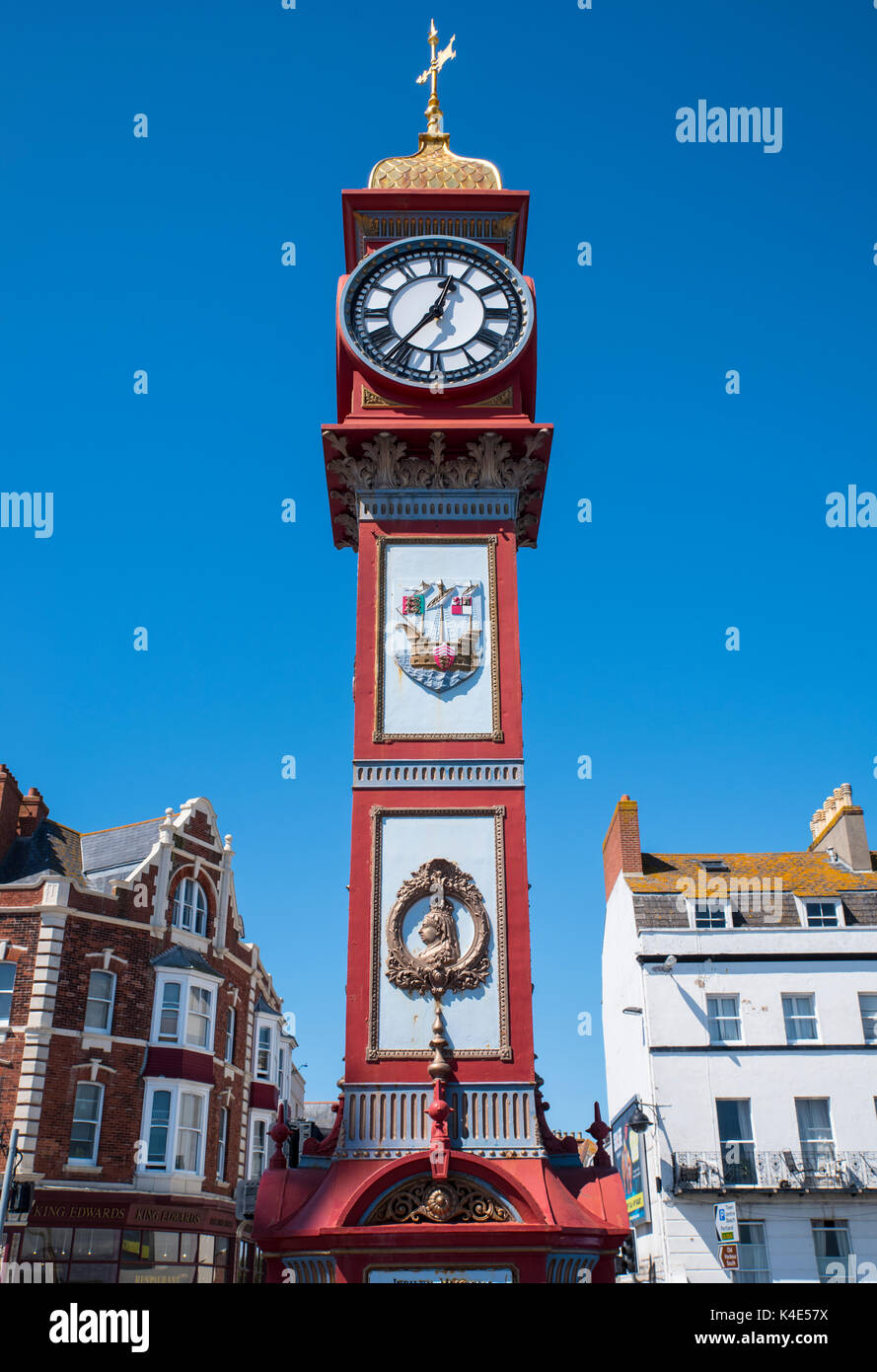 The Jubilee clock on Weymouth seafront in Dorset, UK. The clock was ...