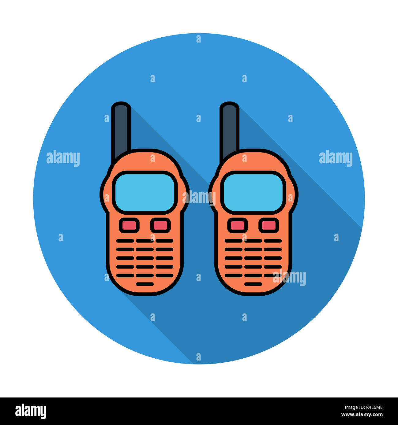 Portable radio. Single flat color icon on the circle. Vector ...