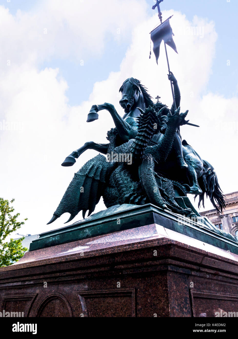 Statue of St George Slaying the Dragon in Berlin Germany Stock Photo ...