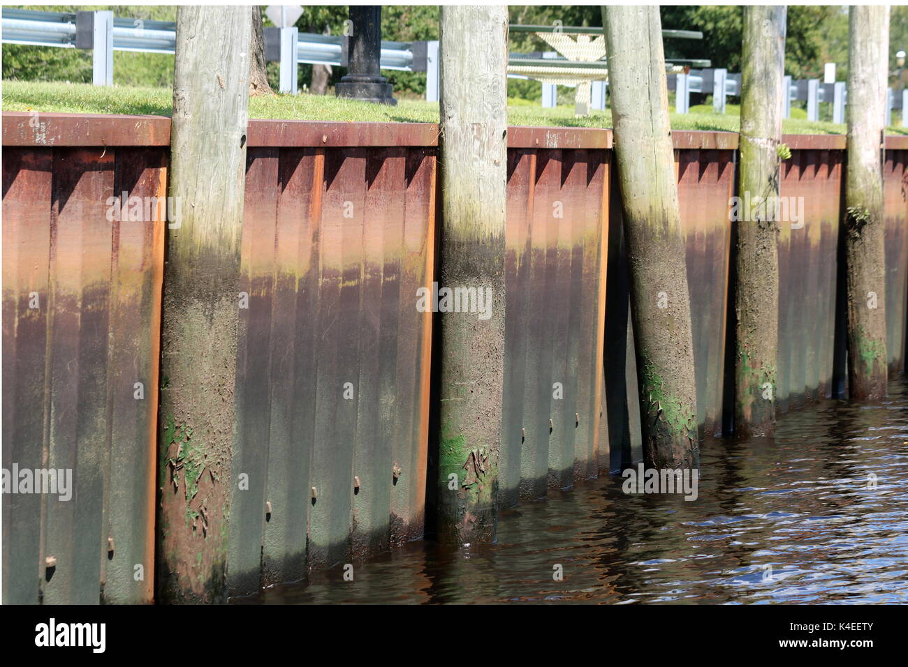 Bulkhead with Piling Stock Photo - Alamy