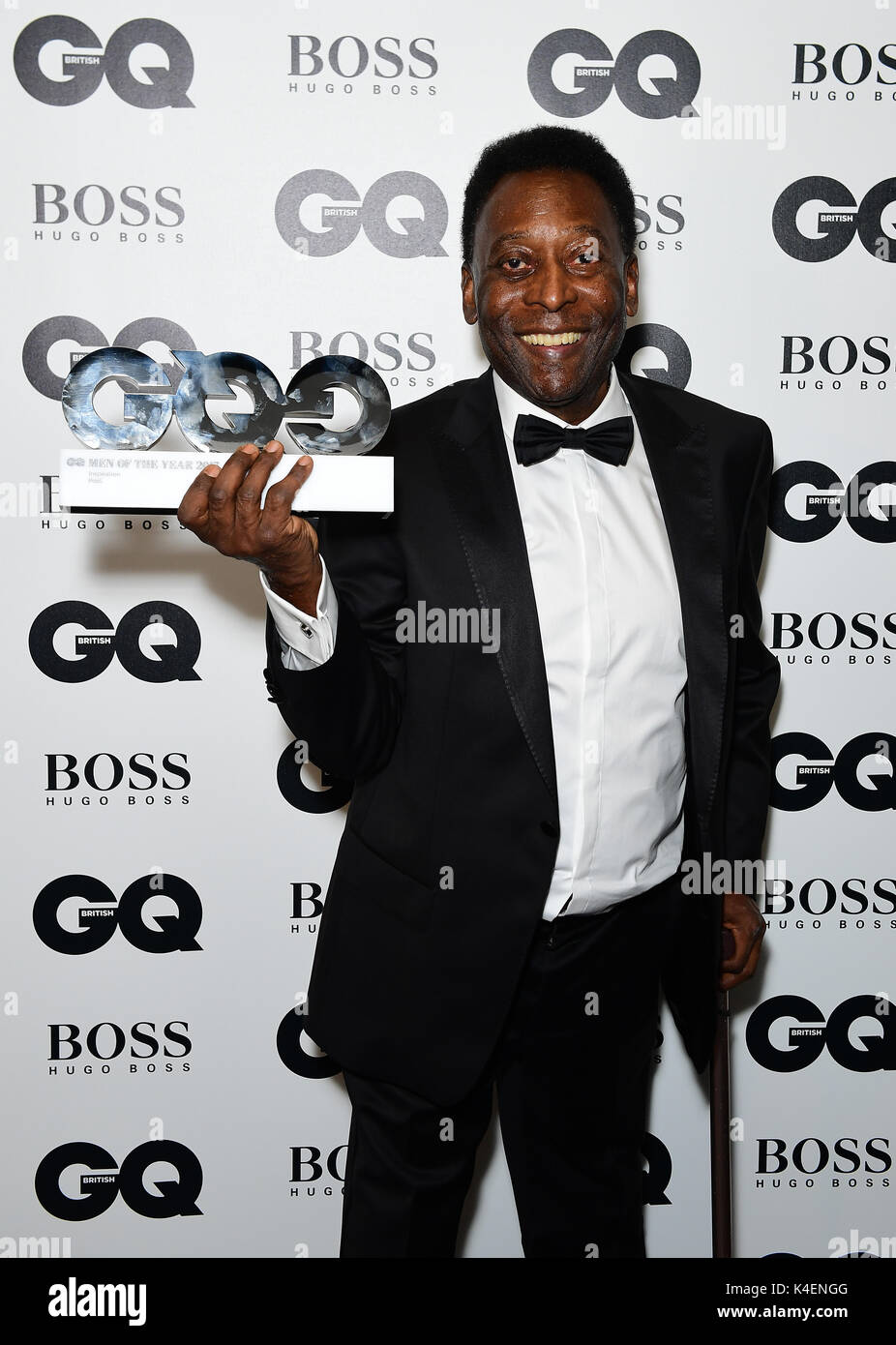 Pele with his Inspiration award during the GQ Men of the Year Awards ...