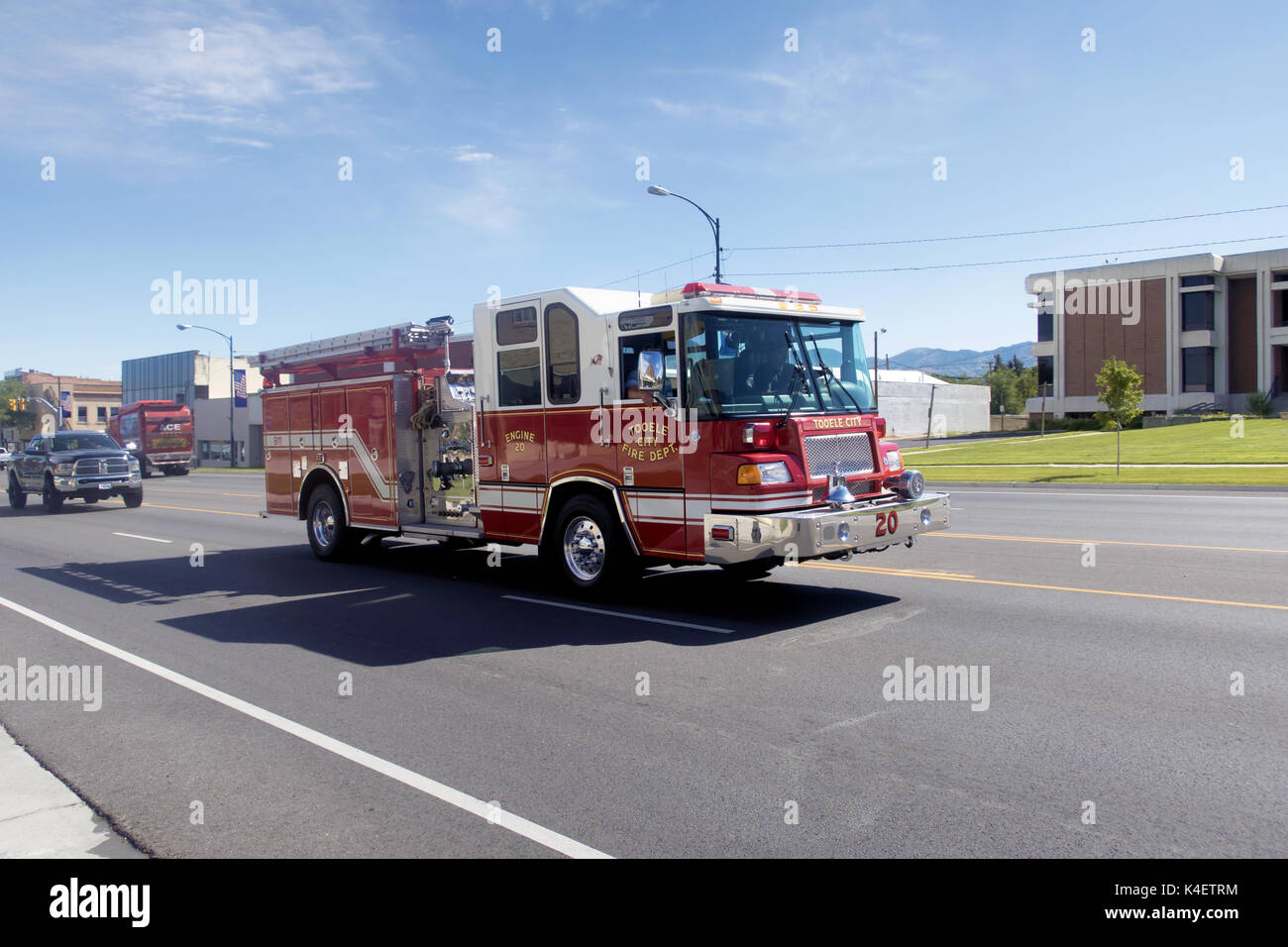 Firetruck driving to an emergency call hi-res stock photography and ...