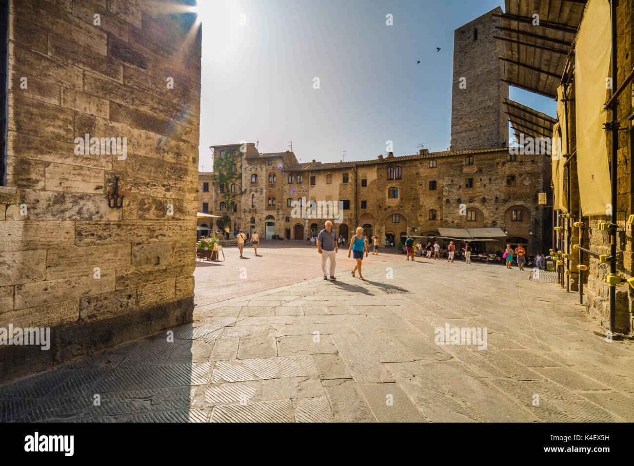 main public square of San Gimignano, wonderful medieval village in ...